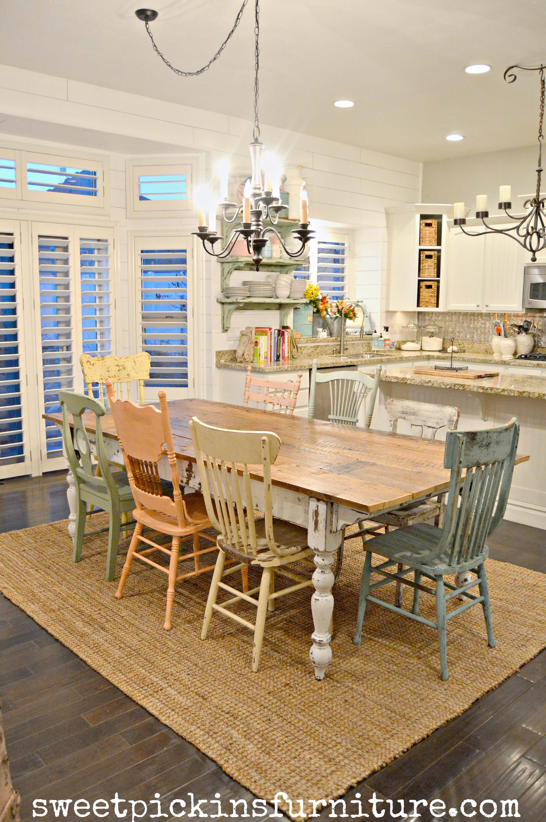My New Farm Style Table W mismatched Chairs Milk Paint